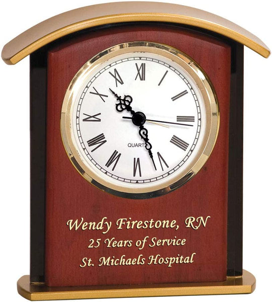 Shelf Clock Etched Gold Service Award Gift Company Years of Service Aw